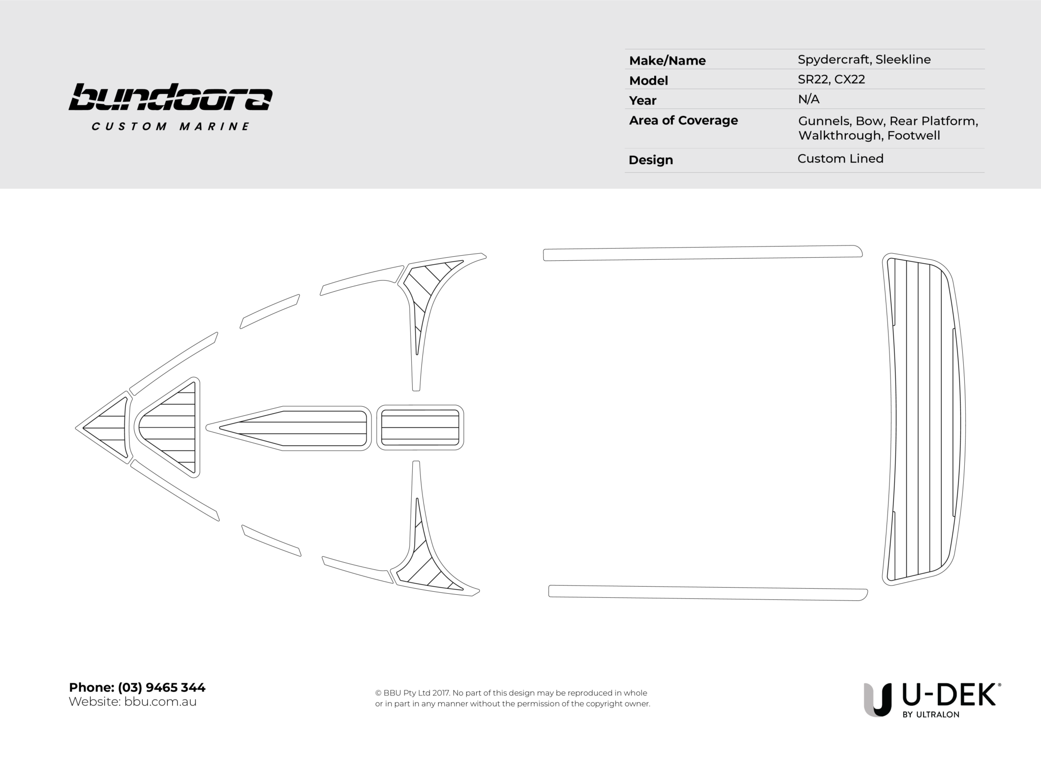 U-Dek - fits Spydercraft SR22, Sleekline CX22 Deck Kit | Bundoora Boat ...